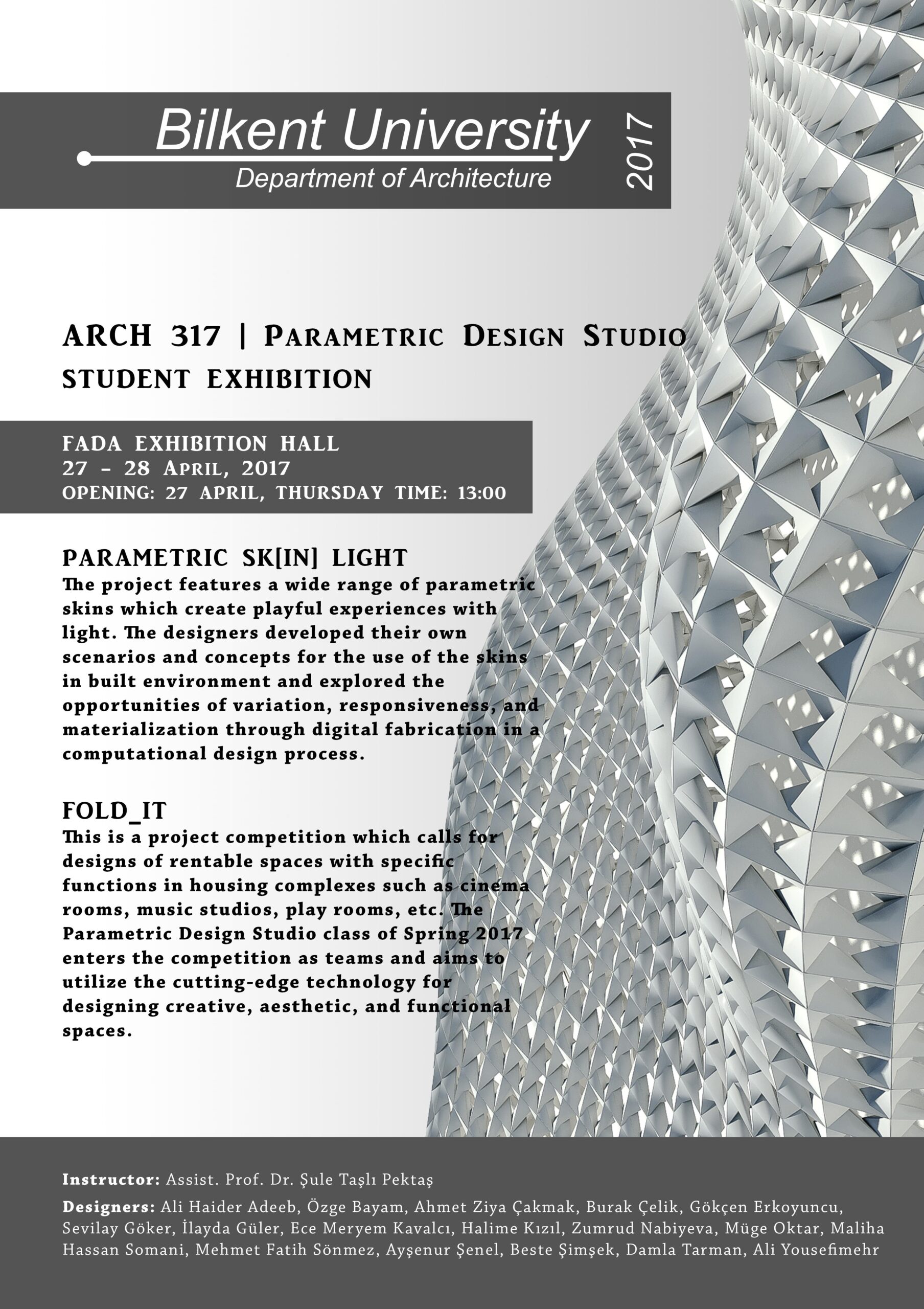 Department of Architecture Parametric Design Studio Student Exhibition